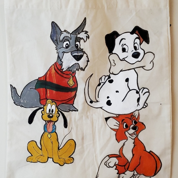 Disney | Bags | Hand Painted Tote Bag Disney Dogs Pluto Scottie | Poshmark